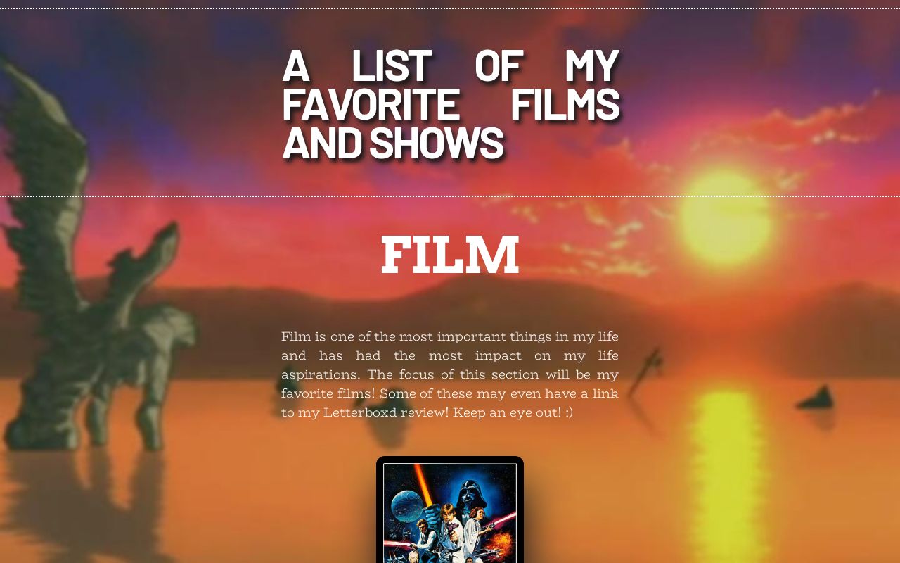 A List of My Favorite Films and Shows